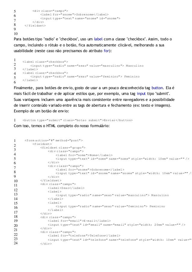 Html E Css Para Formulários 4127