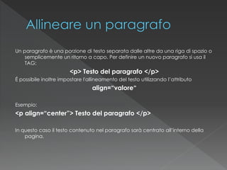 HTML e CSS Seconda Lezione | PDF | Web Design and HTML | Internet
