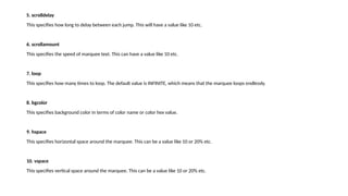 HTML elements Marquee Tag and basic elements | PPT