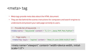 HTML elements Marquee Tag and basic elements | PPT