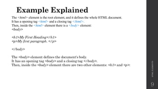 A BRIEF EXPLANATION ABOUT HTML ELEMENTS AND USES | PPT