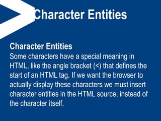Html entities | PPTX | Web Design and HTML | Internet