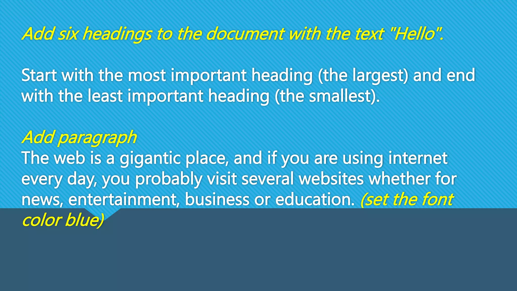 HTML EXERCISES.pptx | Web Design and HTML | Internet