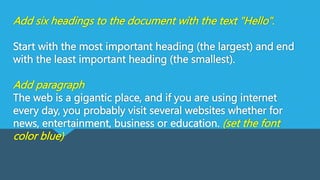 HTML EXERCISES.pptx | Web Design and HTML | Internet
