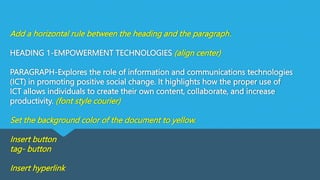 HTML EXERCISES.pptx | Web Design and HTML | Internet