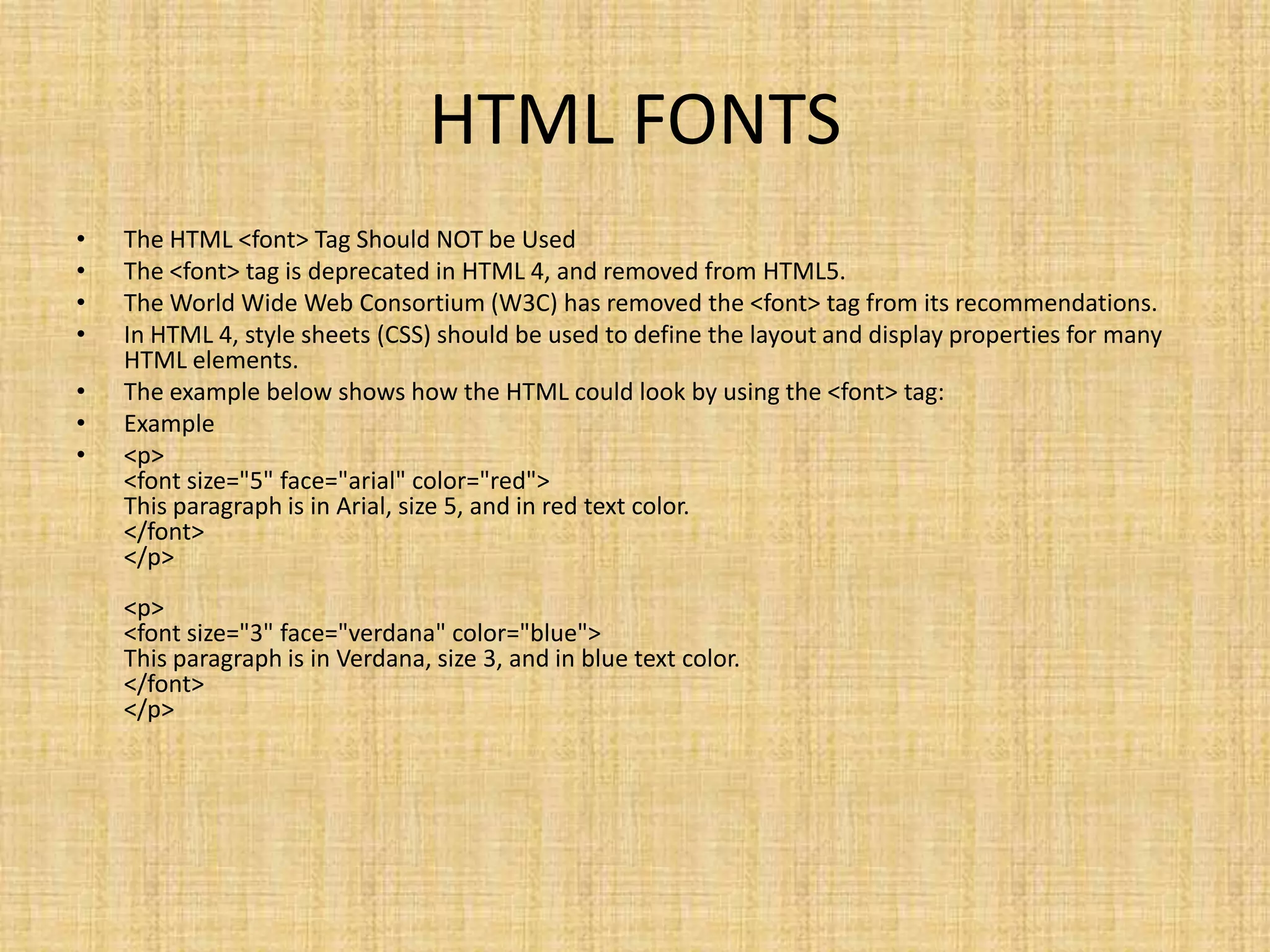 Html fonts | PPTX