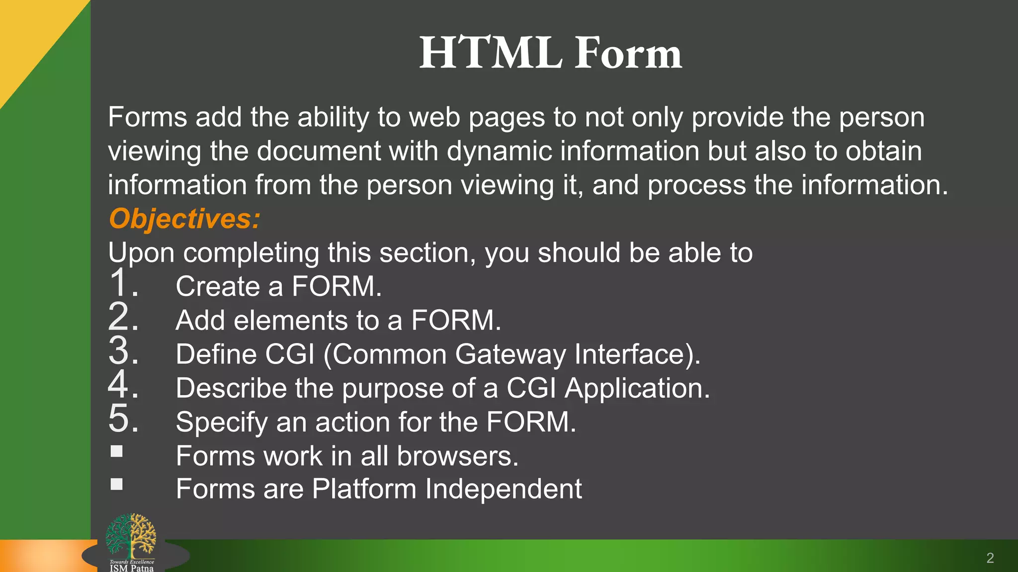 Html form | PPTX | Web Design and HTML | Internet