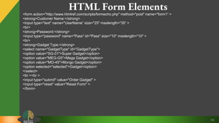 Html form | PPTX | Web Design and HTML | Internet