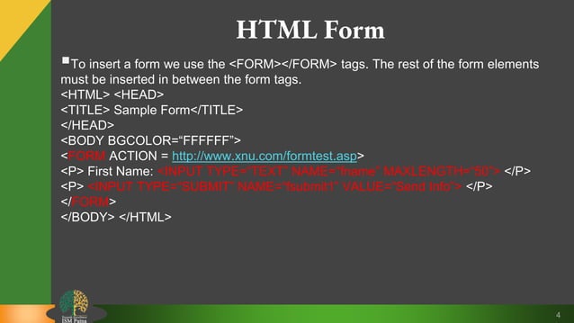 Html Form Ppt