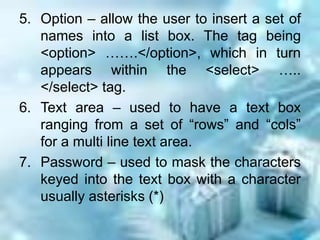 Computer language - Html forms | PPSX | Web Design and HTML | Internet