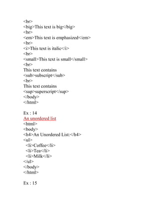 HTML practical guide for O/L exam | PDF | Web Design and HTML | Internet