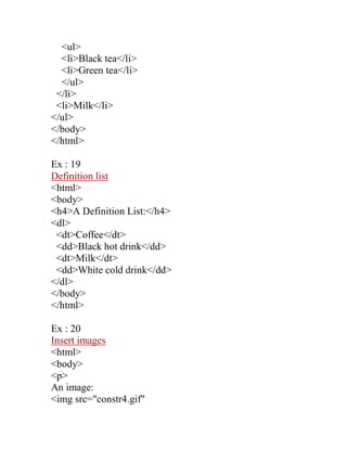 HTML practical guide for O/L exam | PDF