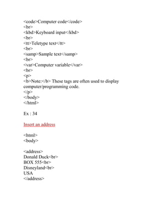 HTML practical guide for O/L exam | PDF