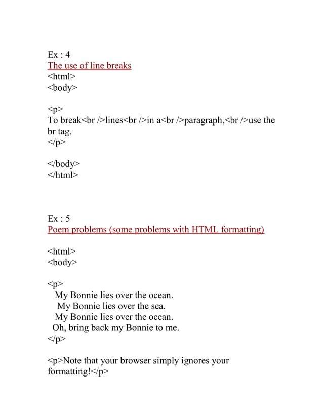 HTML practical guide for O/L exam | PDF | Web Design and HTML | Internet