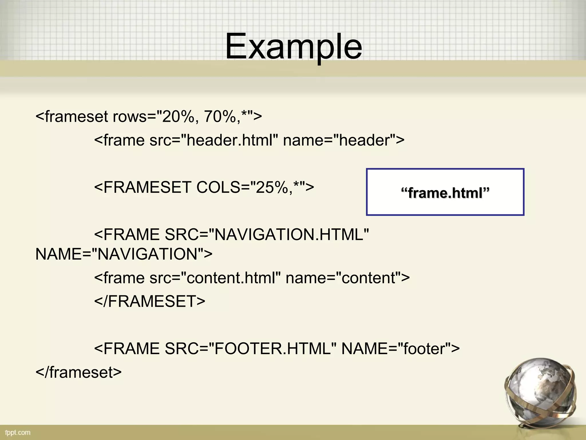 Html frames | PPT | Web Design and HTML | Internet