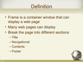 Html frames | PPT | Web Design and HTML | Internet