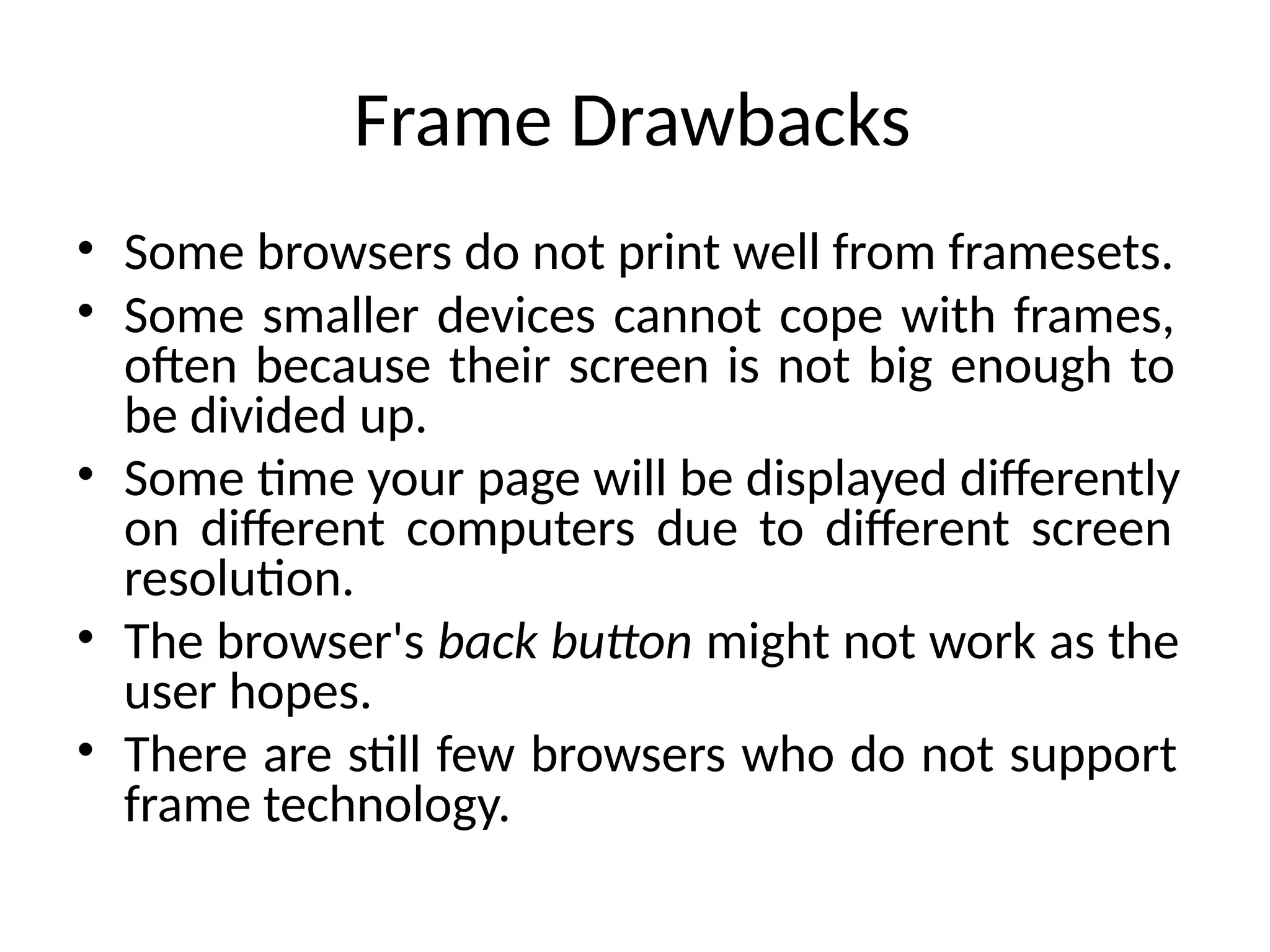 HTML FRAMES properties and list of frames in detail | PPTX