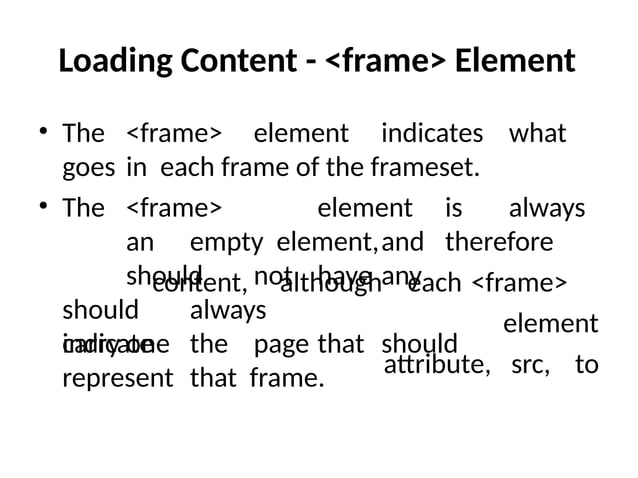 HTML FRAMES properties and list of frames in detail | PPTX