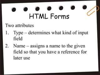 HTML frames and HTML forms | PPTX