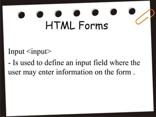 HTML frames and HTML forms | PPT