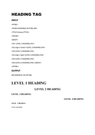 Class 10th FIT Practical File(HTML) | DOCX