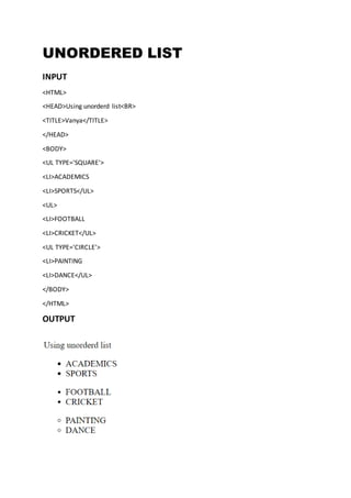 Class 10th FIT Practical File(HTML) | DOCX | Web Design and HTML | Internet