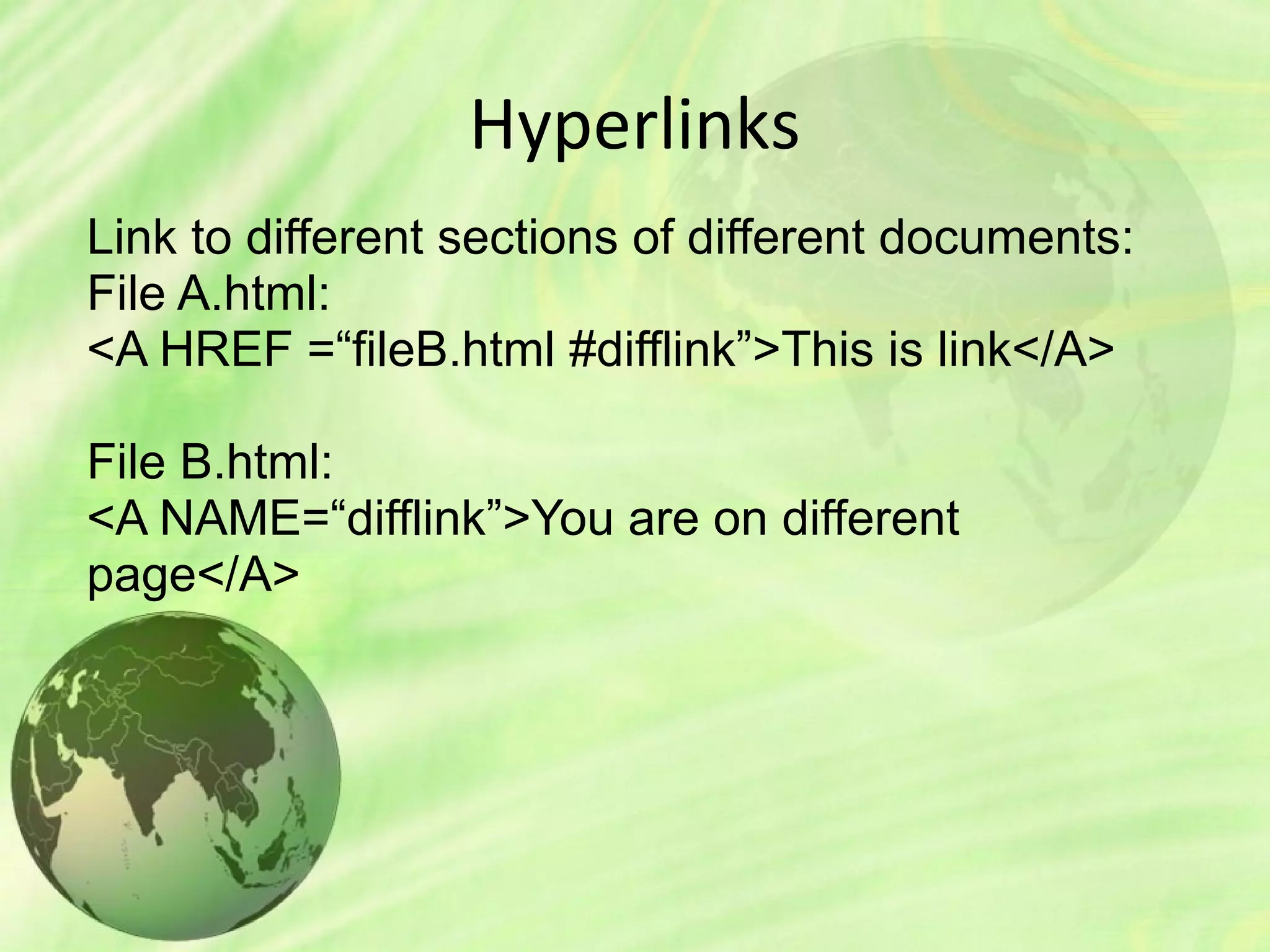 Hyperlinks in HTML | PPT