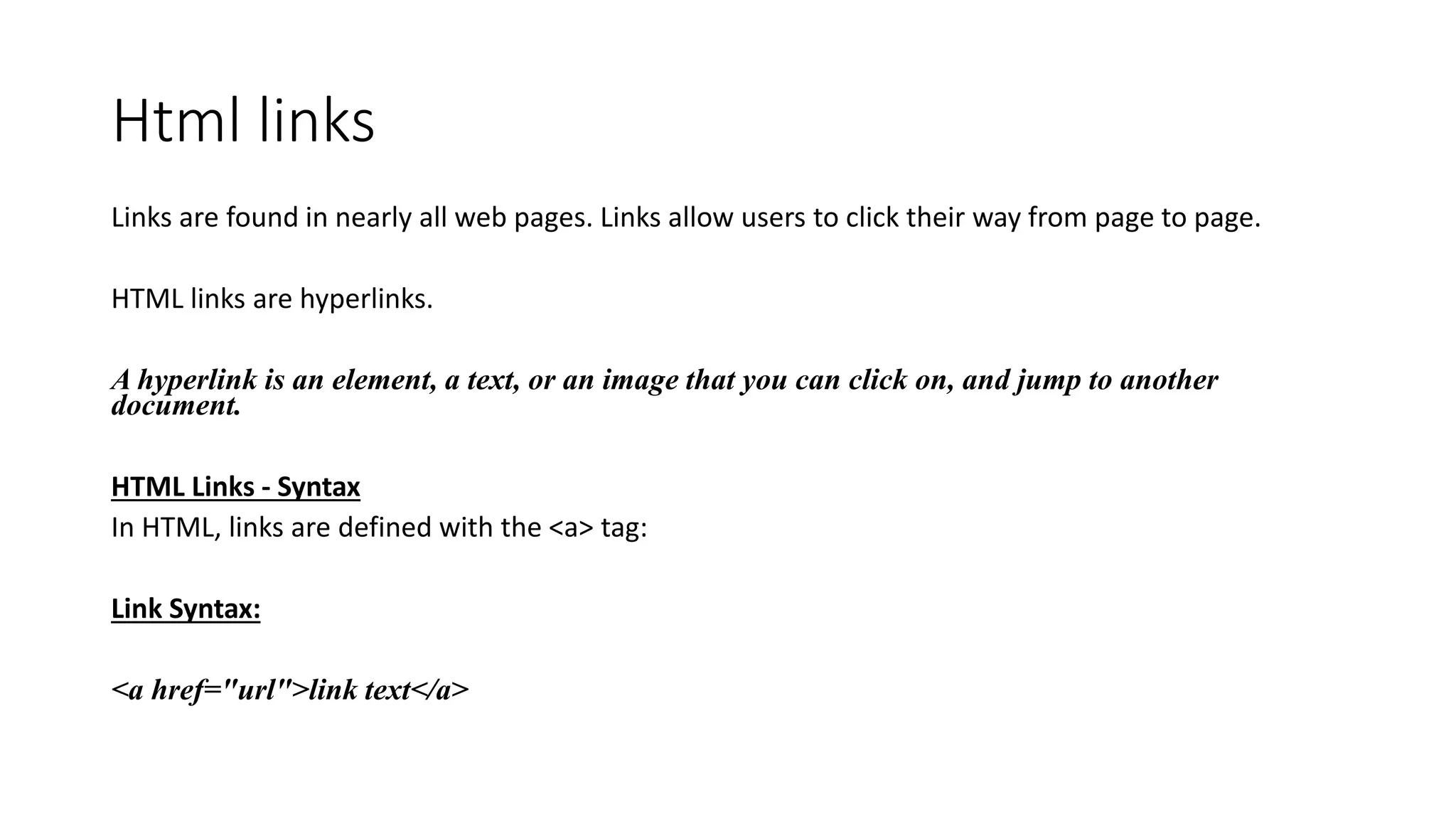 Html hyperlinks | PPTX