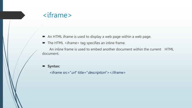 HTML iframe | PPTX | Web Design and HTML | Internet