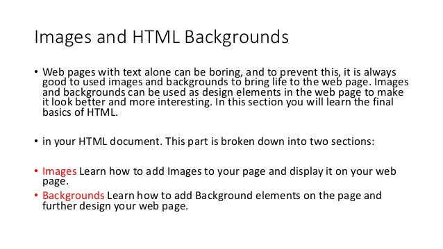 Html images and html backgrounds