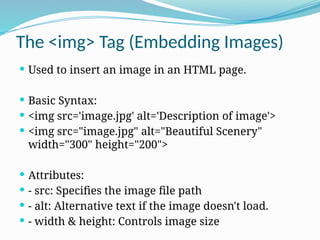 HTML Images & Hyperlinks Presentation .. | PPTX