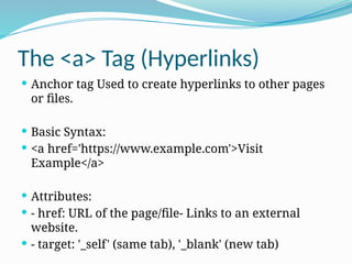 HTML Images & Hyperlinks Presentation .. | PPTX