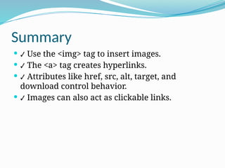 HTML Images & Hyperlinks Presentation .. | PPTX