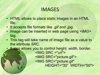 Images and Tables in HTML | PPTX