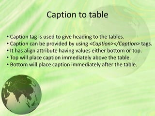 Images and Tables in HTML | PPTX