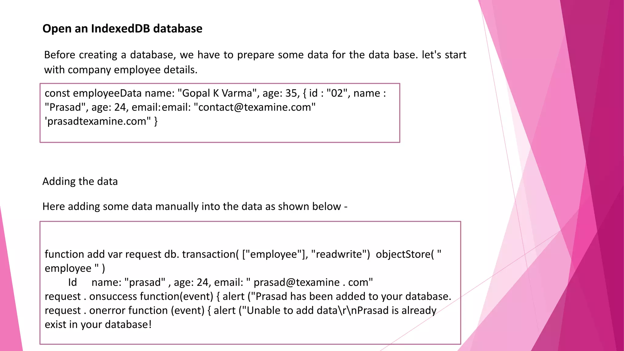 Html indexed db | PPTX