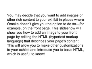 HTML in Omeka | PPT