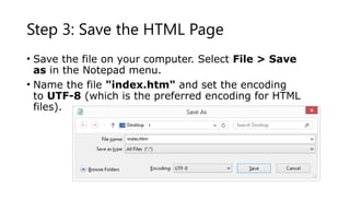 Introduction to HTML for my Special Class | PPTX