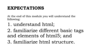 Introduction to HTML for my Special Class | PPTX