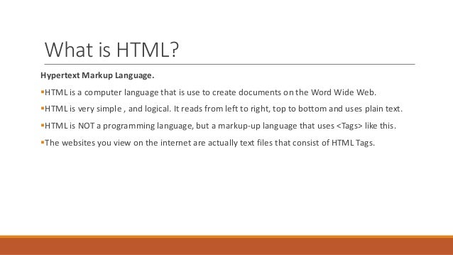 Introduction To Html Introduction To Html
