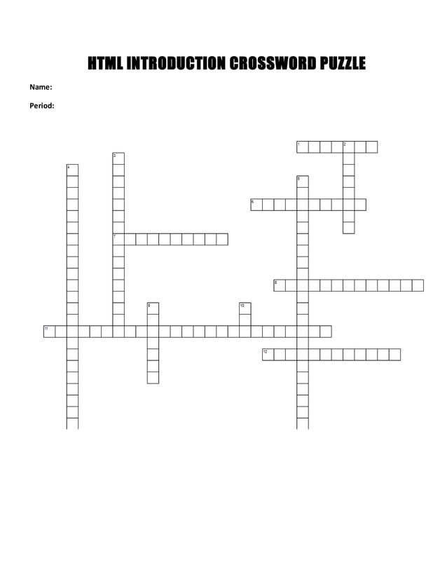 Html introduction crossword puzzle | PDF