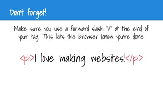 Intro to HTML (Kid's Class at TIY) | PDF