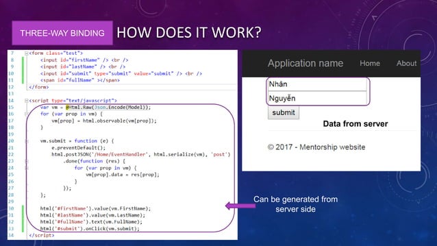 Grokking TechTalk #16: Html js and three way binding | PPTX
