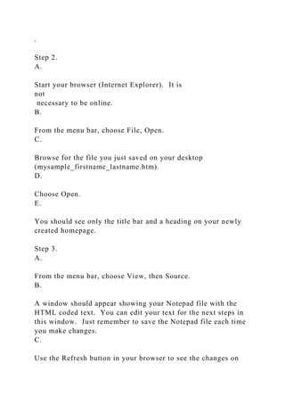 HTML Lab ProjectTo create a simple web page you will need to use.docx