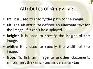 Html link and list tags | PPTX