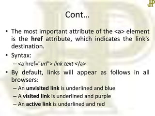 Html link and list tags | PPTX