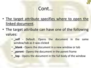 Html link and list tags | PPTX