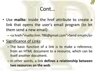 Html link and list tags | PPTX