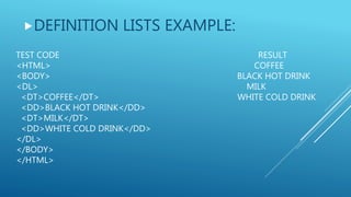 Html list. | PPTX