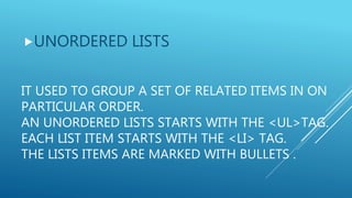 Html list. | PPTX